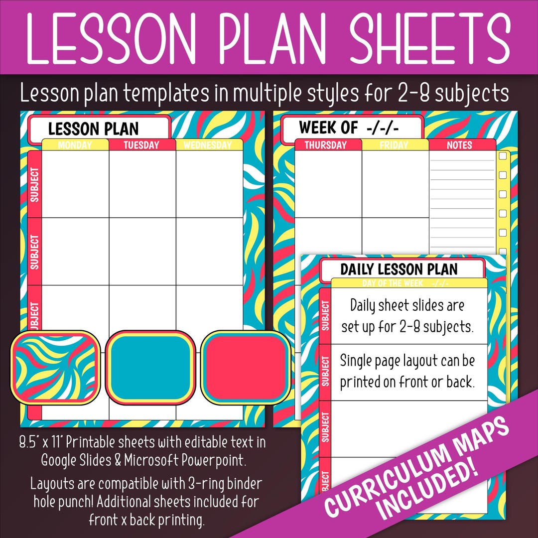 Lesson Plan Sheets & Curriculum Maps (editable) | Zebra, Waves, Wavy ...
