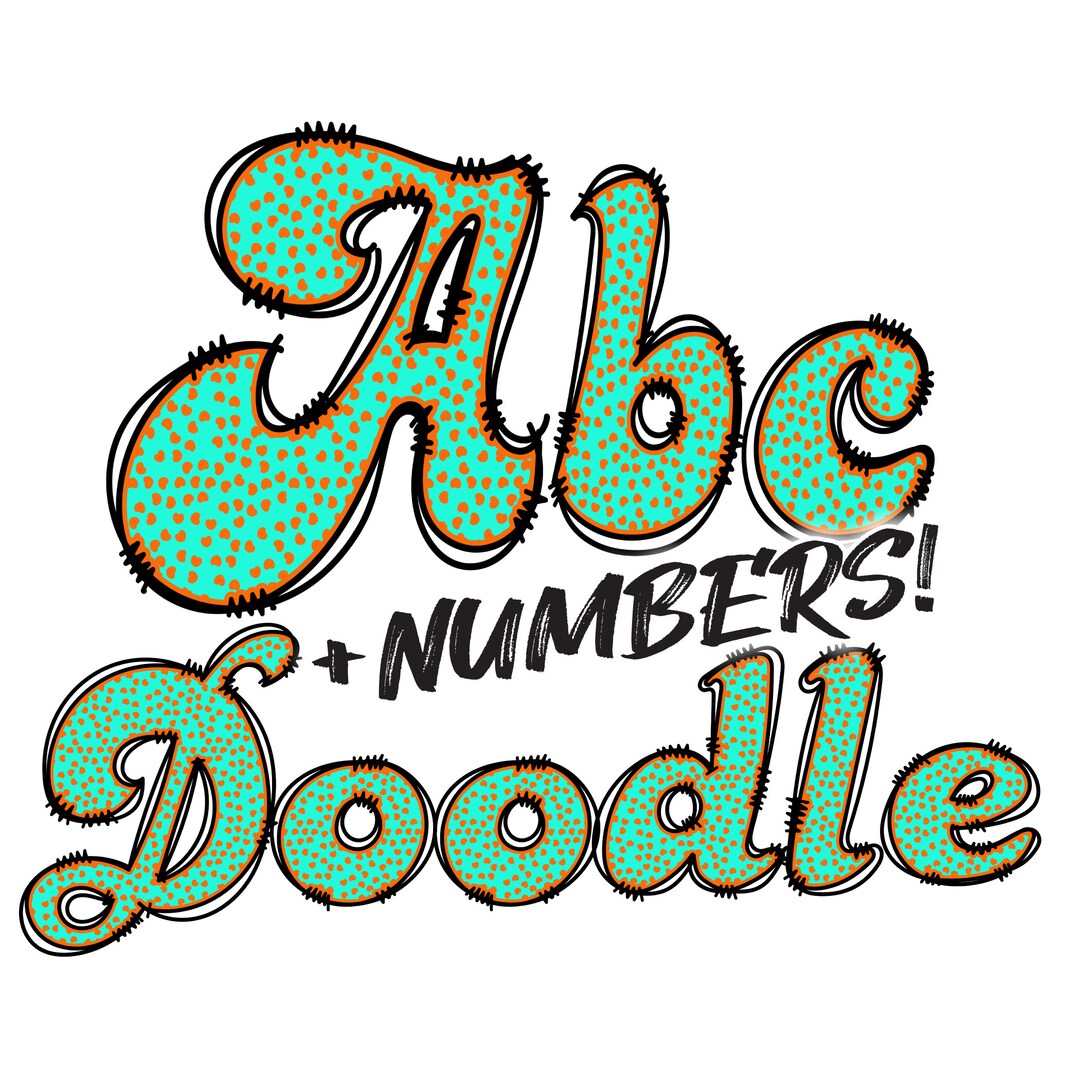 Digital Download | Doodle Retro GVT - Orange Dots | Hand Drawn Alphabet ...