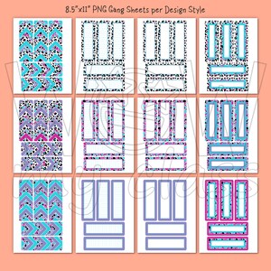 Digital Bookmark Printables, Clipart Bundle Set of 12, Purple and Teal ...