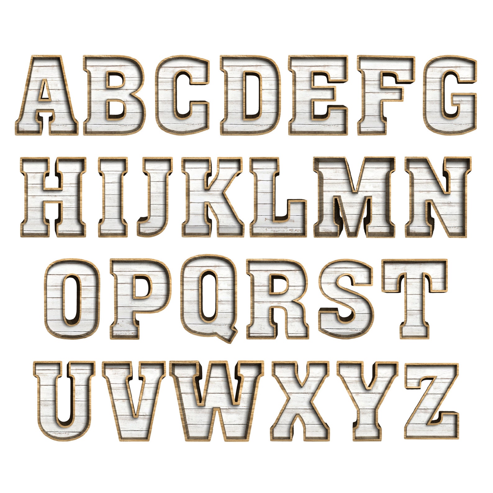 Digital Download | Shiplap White Wood Rustic Digital 3D Letters With ...