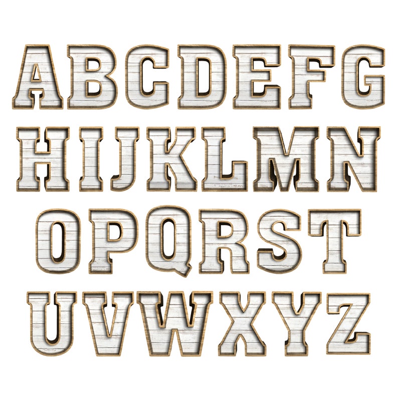 Digital Download | Shiplap White Wood Rustic Digital 3D Letters With ...