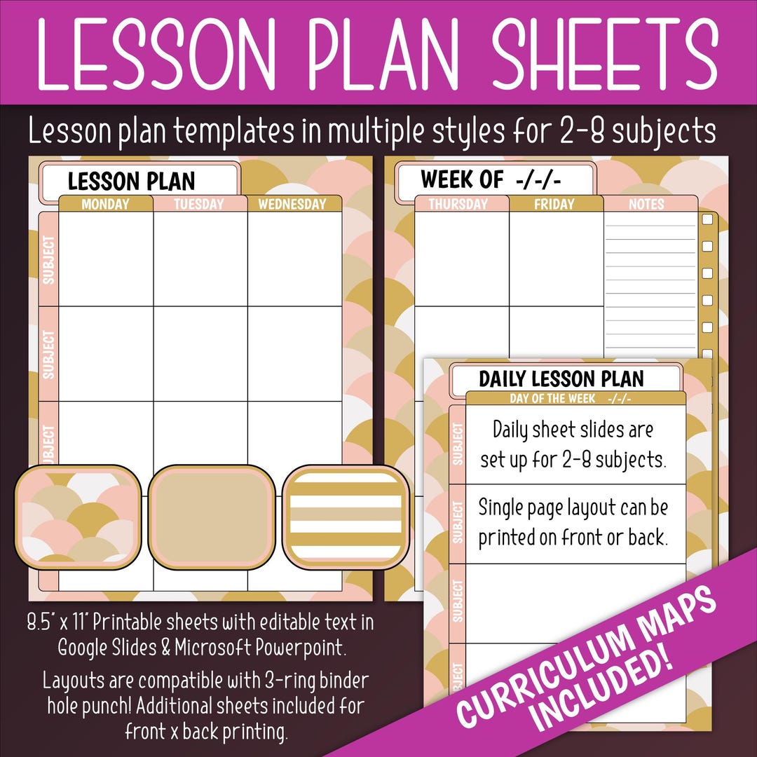 Lesson Plan Sheets & Curriculum Maps (editable) | Mermaid Tail, Stripes ...