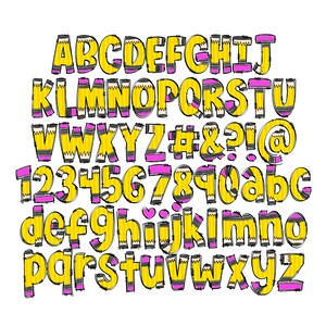 Back to School PNG Alphabet Bundle, 8 Sets, Floral Apple Pencil Note ...