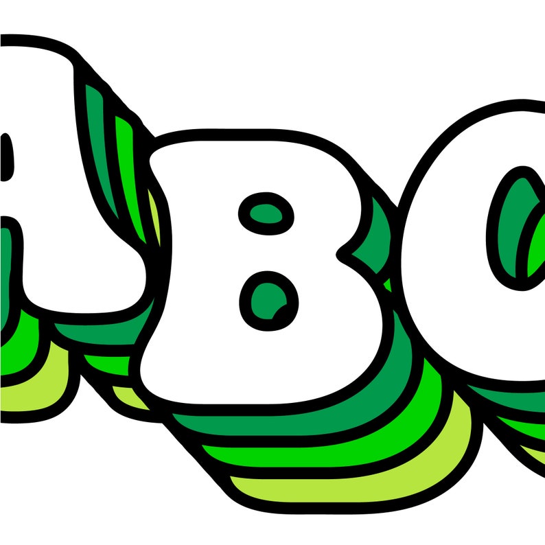 Retro Alpha PNG 70s Groovy Bubble Letters Numbers With Drop - Etsy