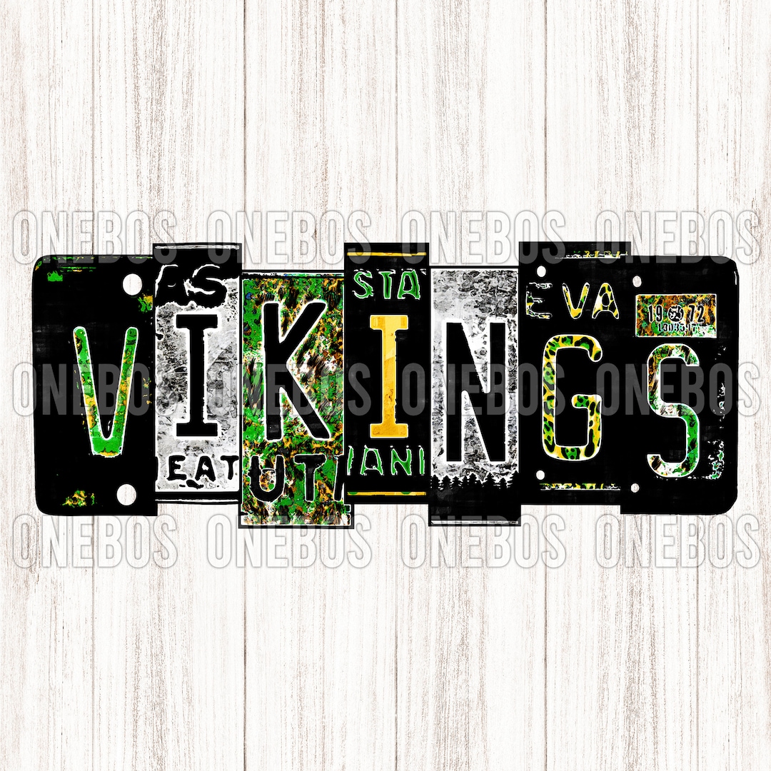 Watercolor License Plate Vikings PNG, Green, Yellow, Leopard, Grunge ...