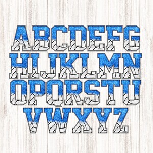 Volleyball Alphabet, Blue Glitter and Panels Pattern, Background ...