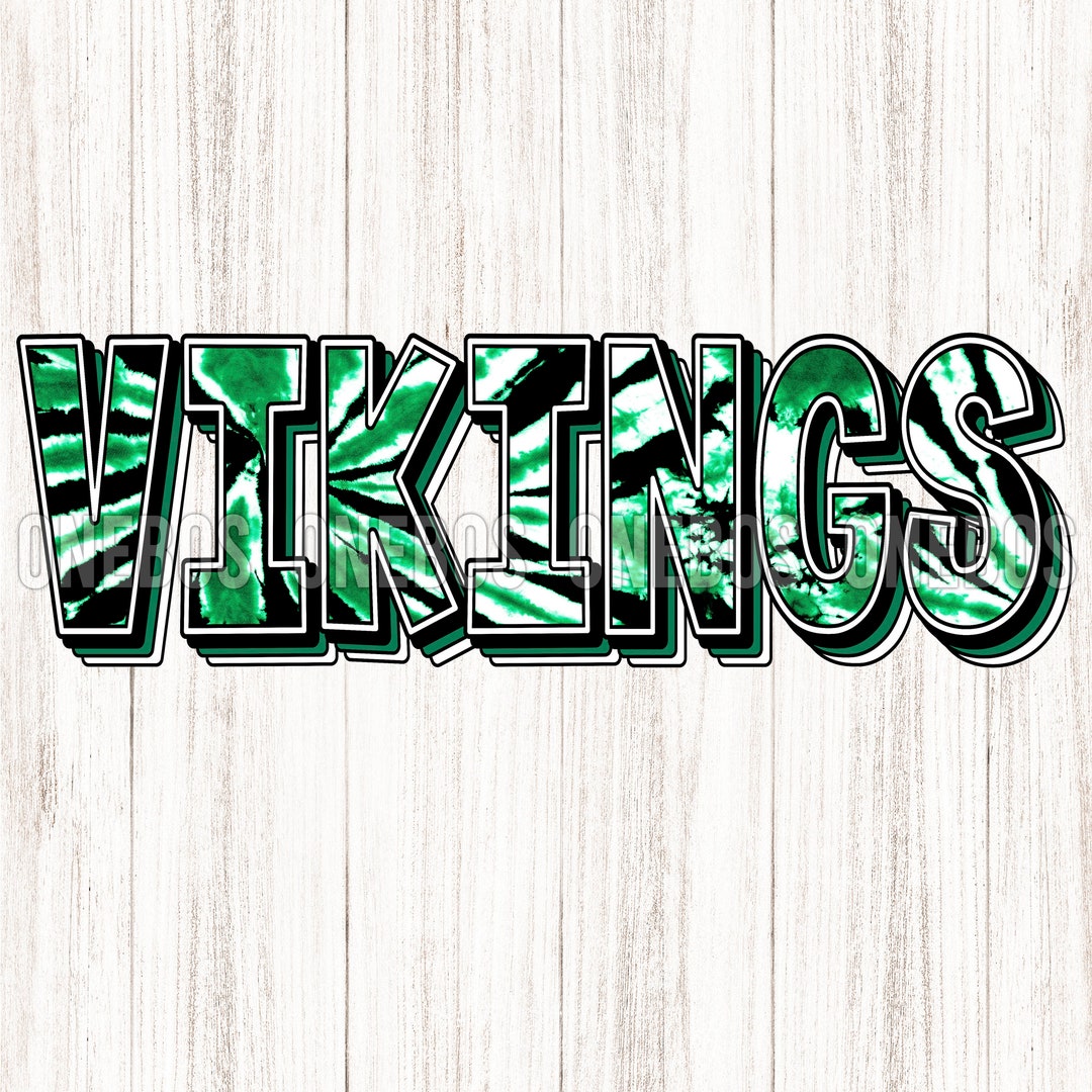 Vikings School Spirit Mascot Digital PNG, Tie-dye Kelly Green, Black ...