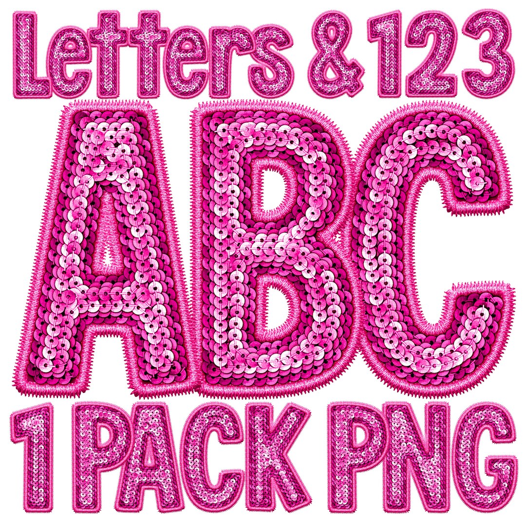 Digital Pink Sequin Alphabet, Faux Realistic Lined Sequin Letters, Faux ...