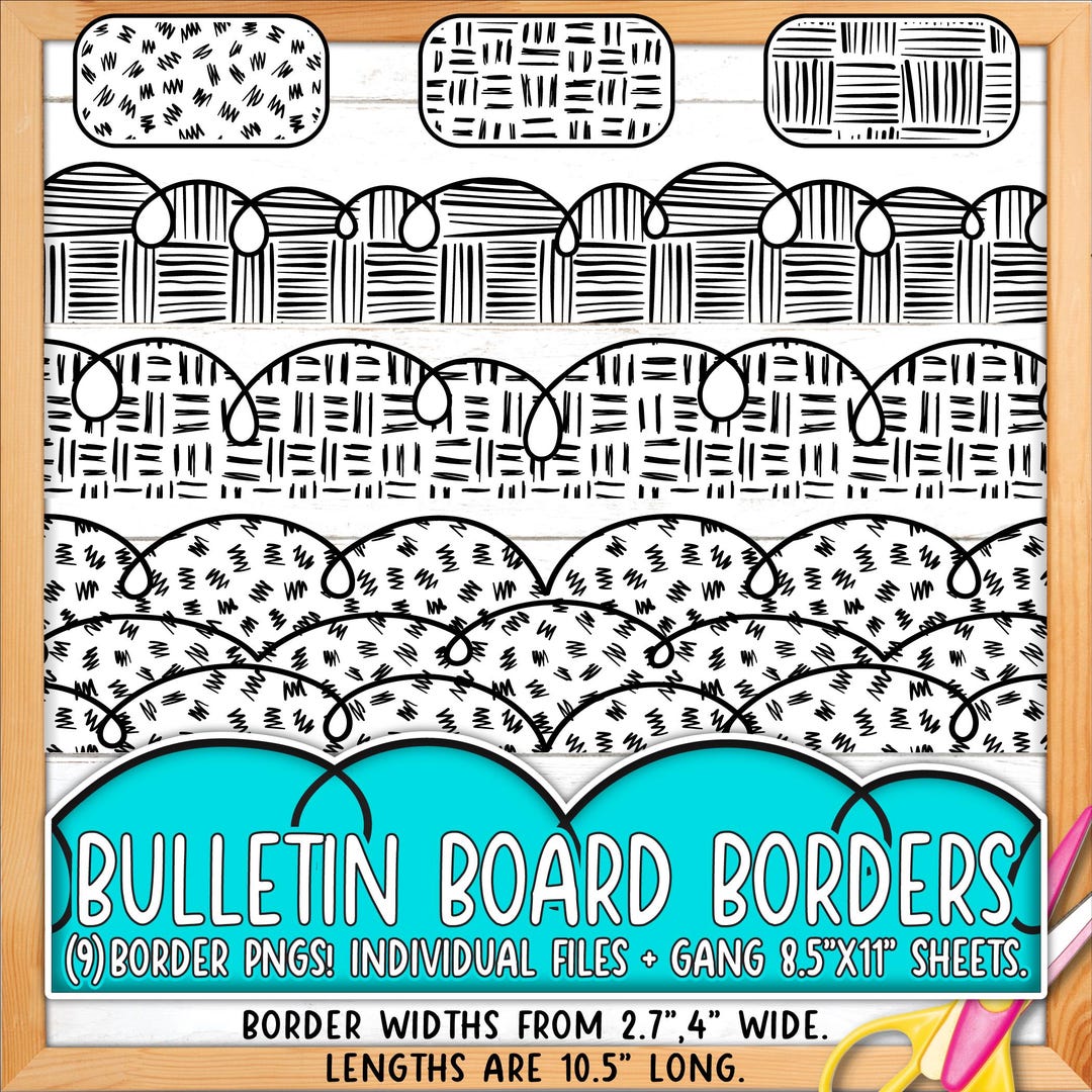 Doodle Borders for Bulletin Boards | Print & Cut, Seamless | Black ...