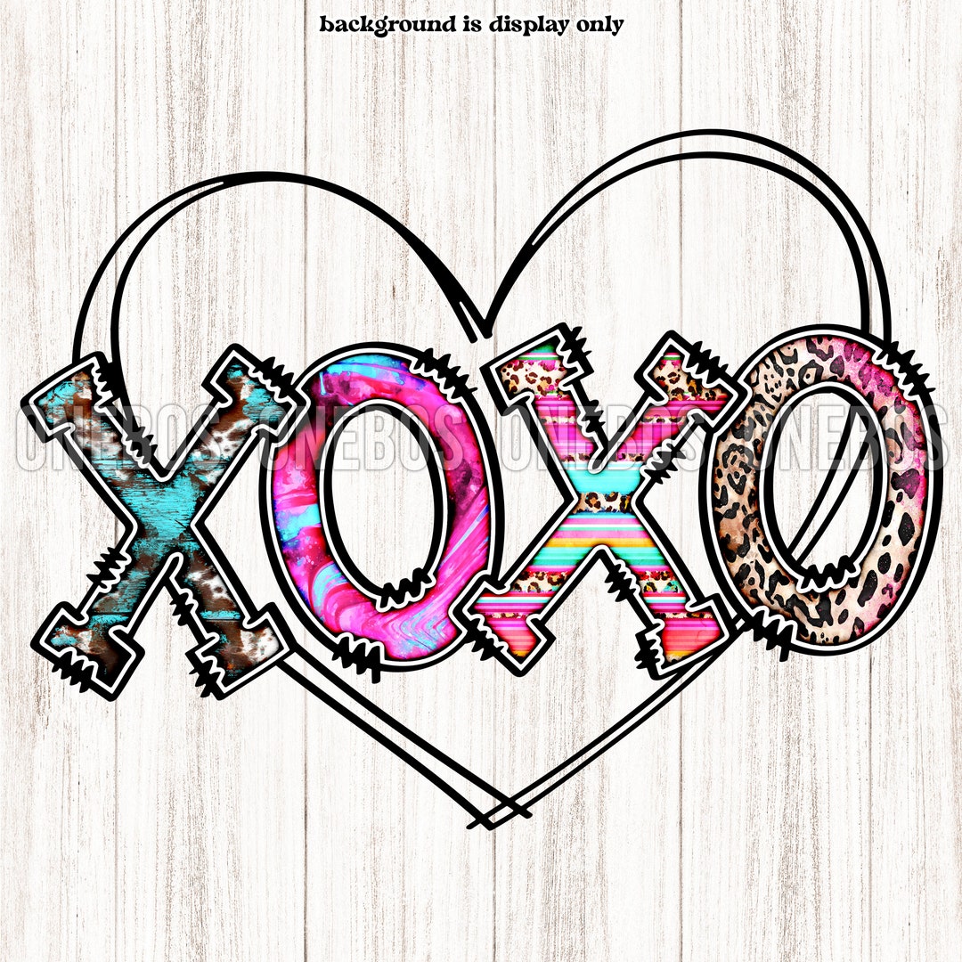 XOXO Doodle Heart PNG, Valentine's Clipart With Heart Line Drawing and ...