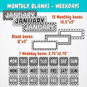 Wall Calendar Pocket Chart for Teachers Black and White, Ink Saver ...