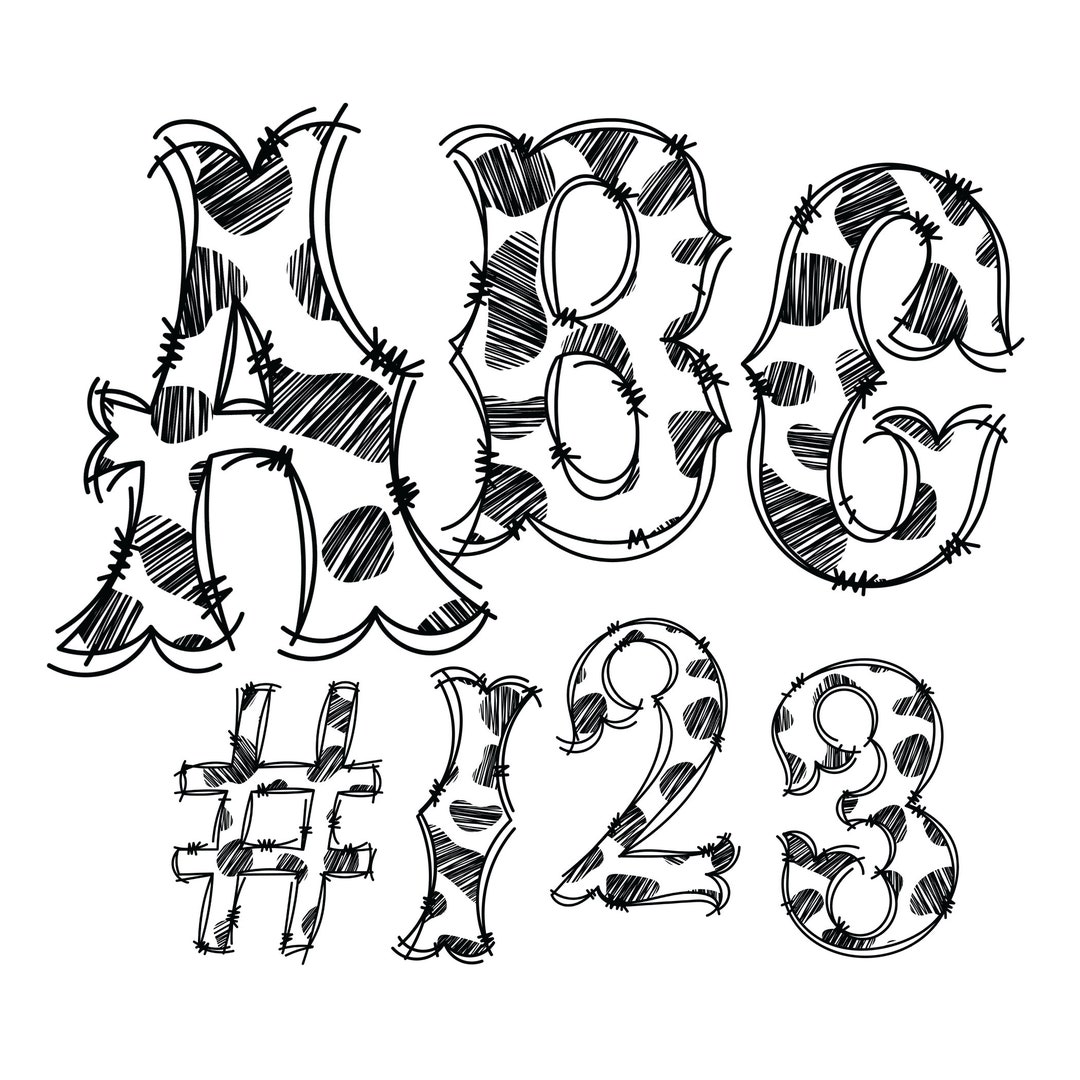 Digital Download | Western Doodle Cow Print Pattern 2 Fill | PNG ...