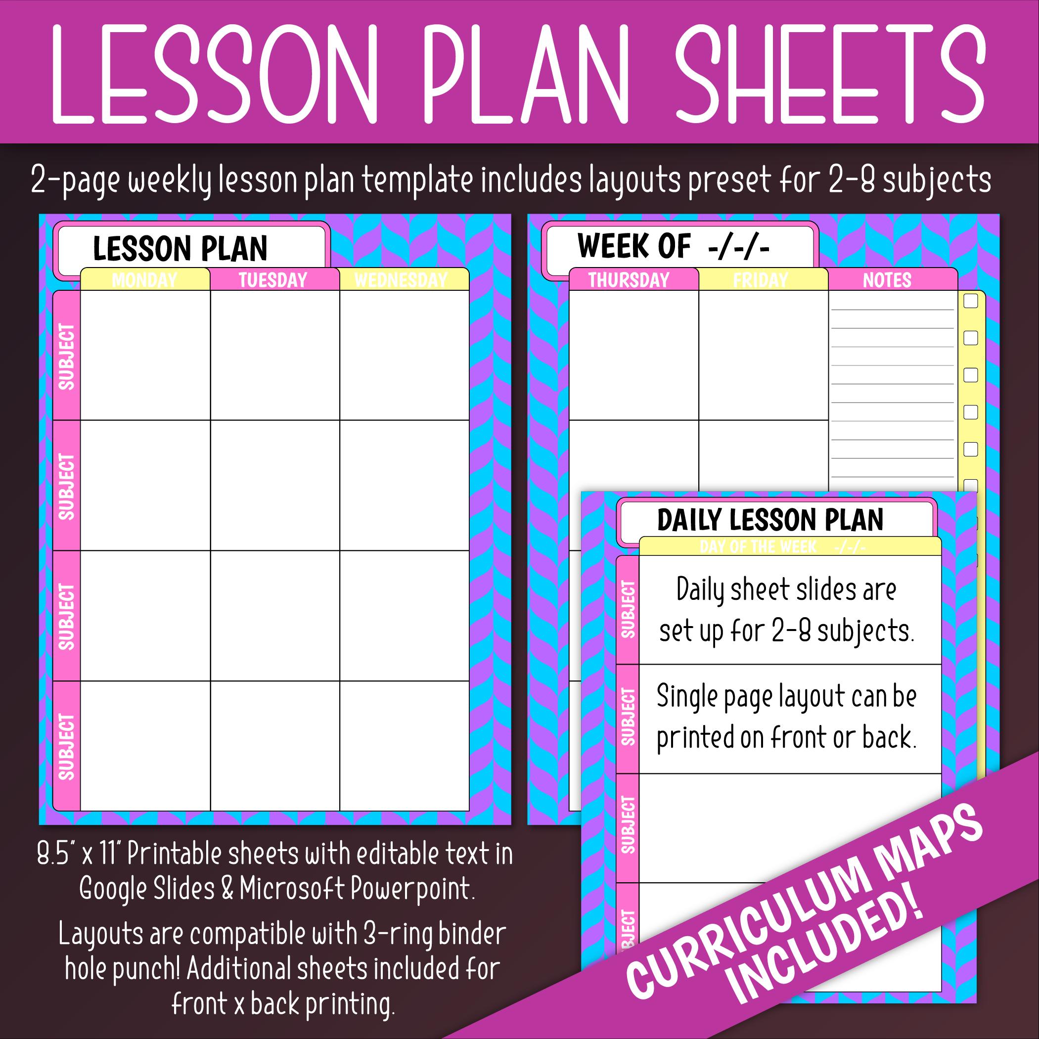 Lesson Plan Sheets & Curriculum Maps (editable) | Geometric, Circles ...