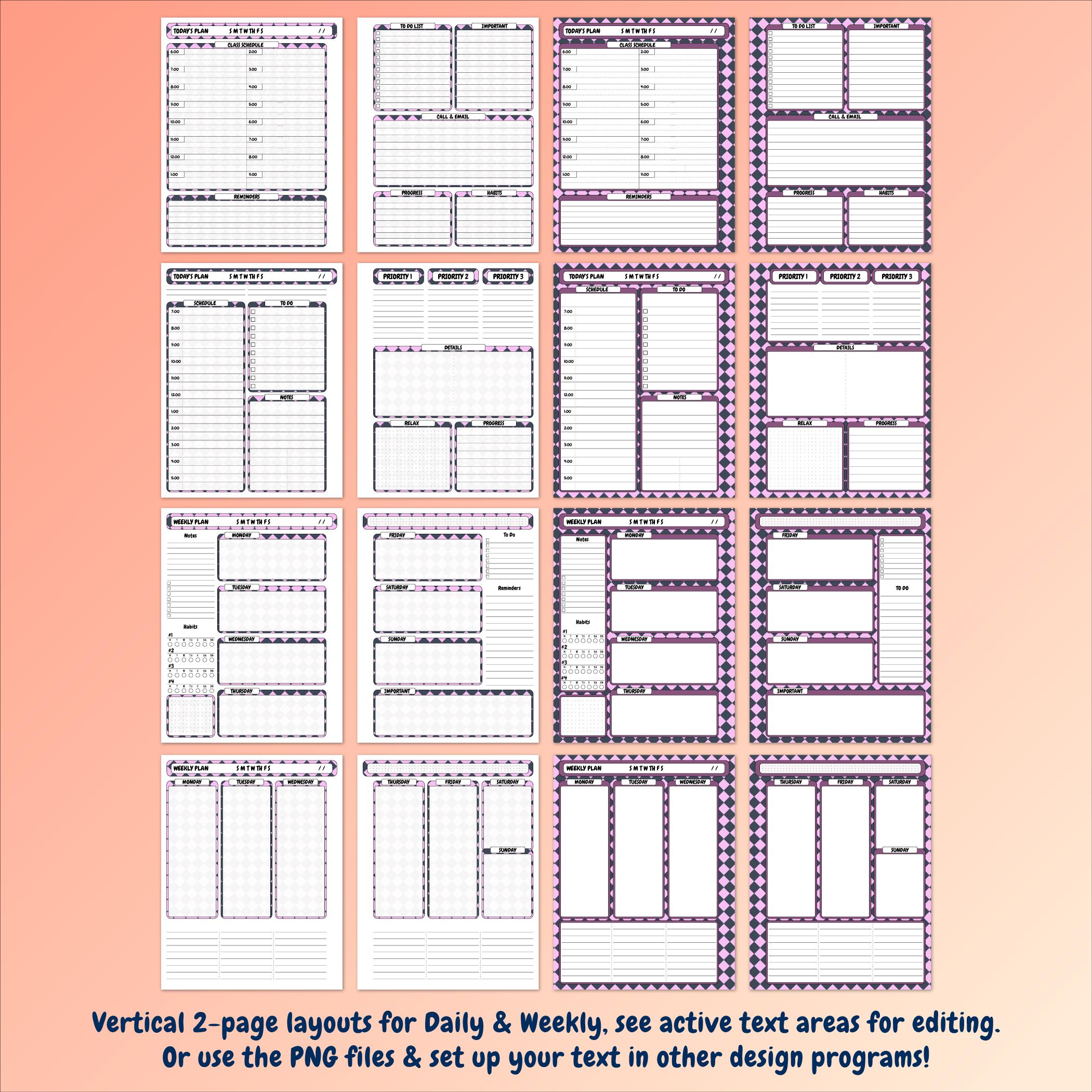 Calendar Pack - Editable Daily | Weekly | Monthly | Yearly | Pink and ...