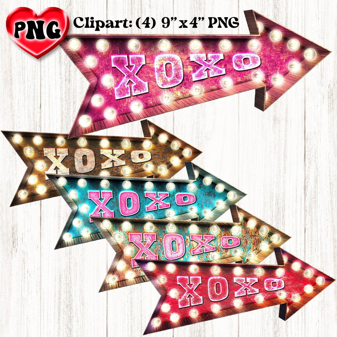 XOXO PNG, Horizontal Arrow Marquee Clipart, Valentines Day Design ...
