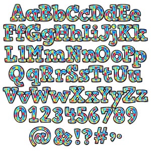 Puzzle Pattern Doodle Alphabet PNG, Digital Download, Red Blue Yellow ...