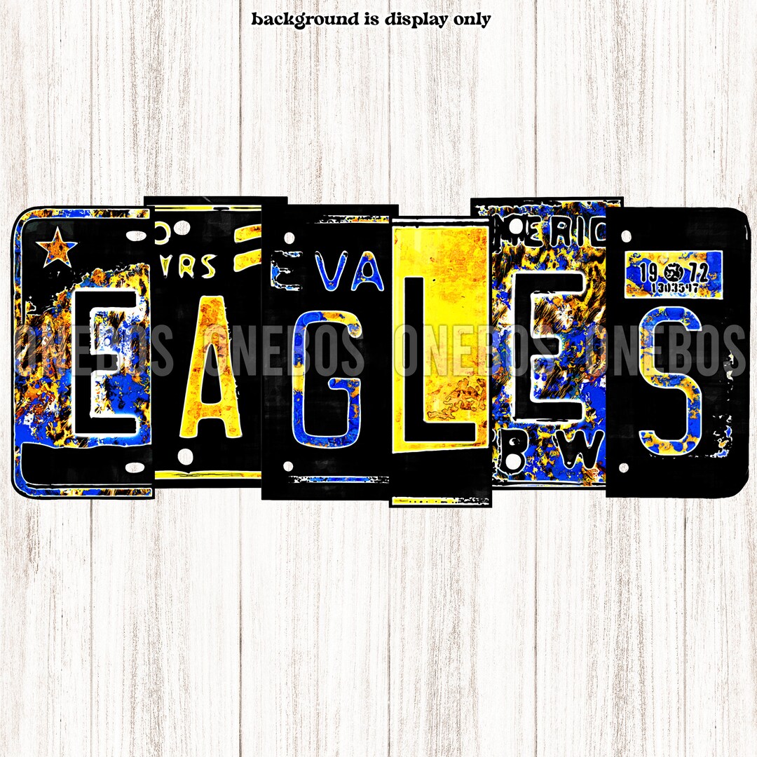 Watercolor License Plate Eagles PNG, Royal Blue Gold, Leopard, Grunge ...