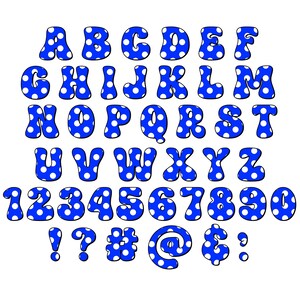 Basic Bubble Alphabet PNG Pack, Preppy Letter Bundle, Blue Black White ...