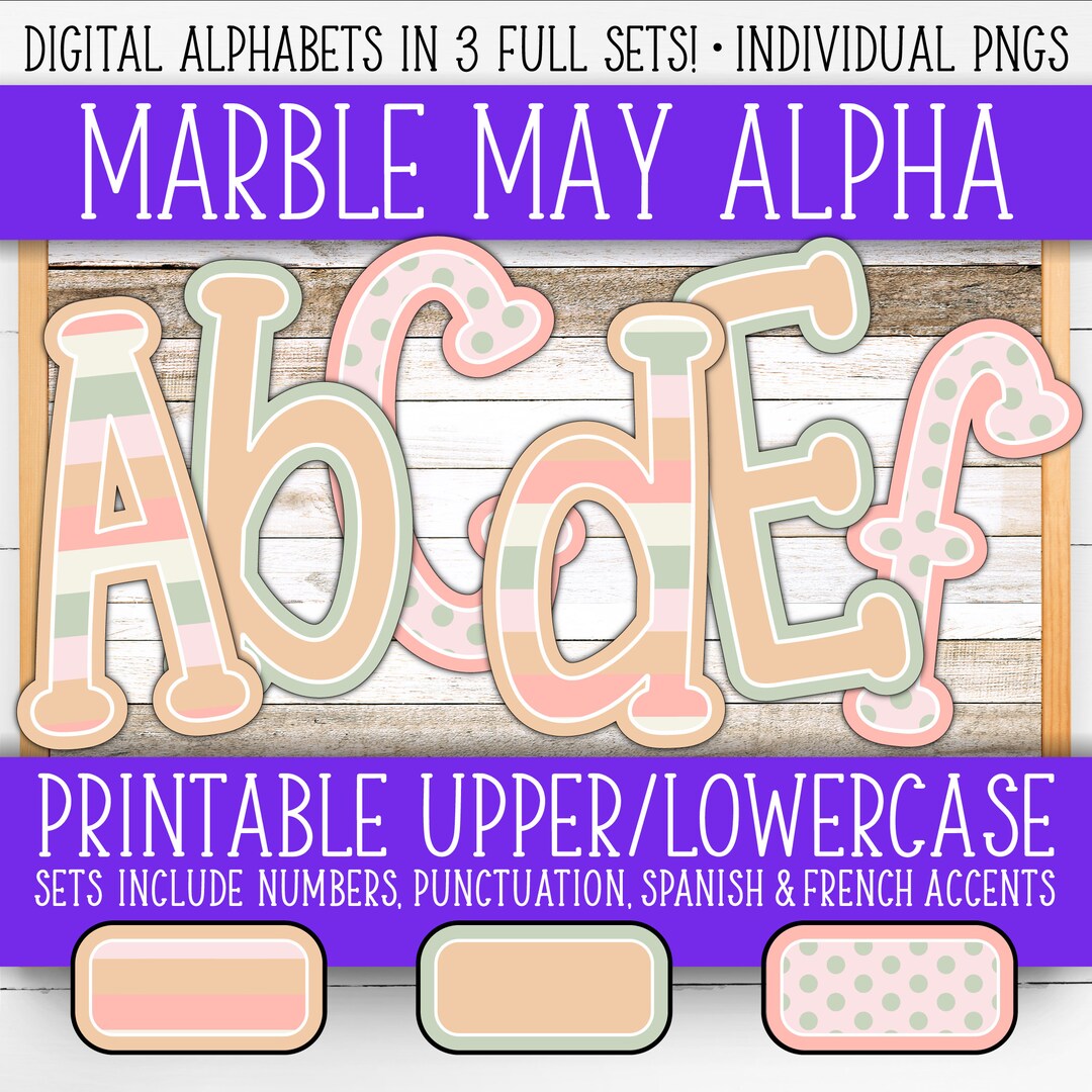 Alphabet Number Set for Boards - Marble May | +french & Spanish ...