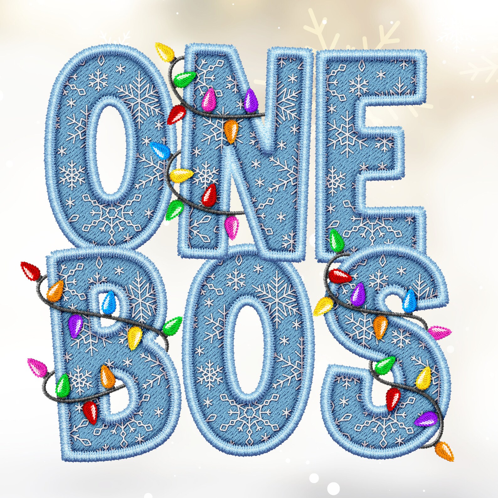Christmas Lights, Snowflake PNG Alphabet, Faux Embroidery Classic ...