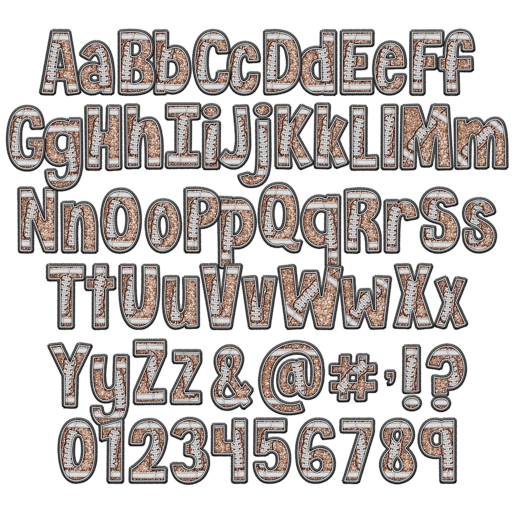 Football Alphabet, Faux Embroidery Stitch Alpha, American Football ...