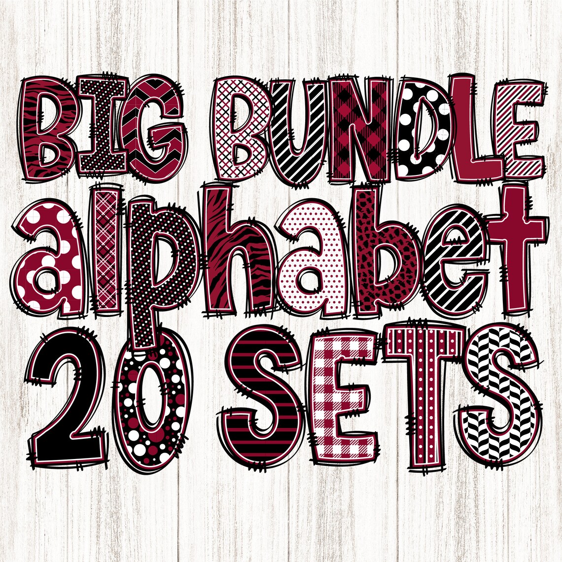 Big Pattern Alphabet Bundle 20 Sets Funky Plaid Polka Dot - Etsy