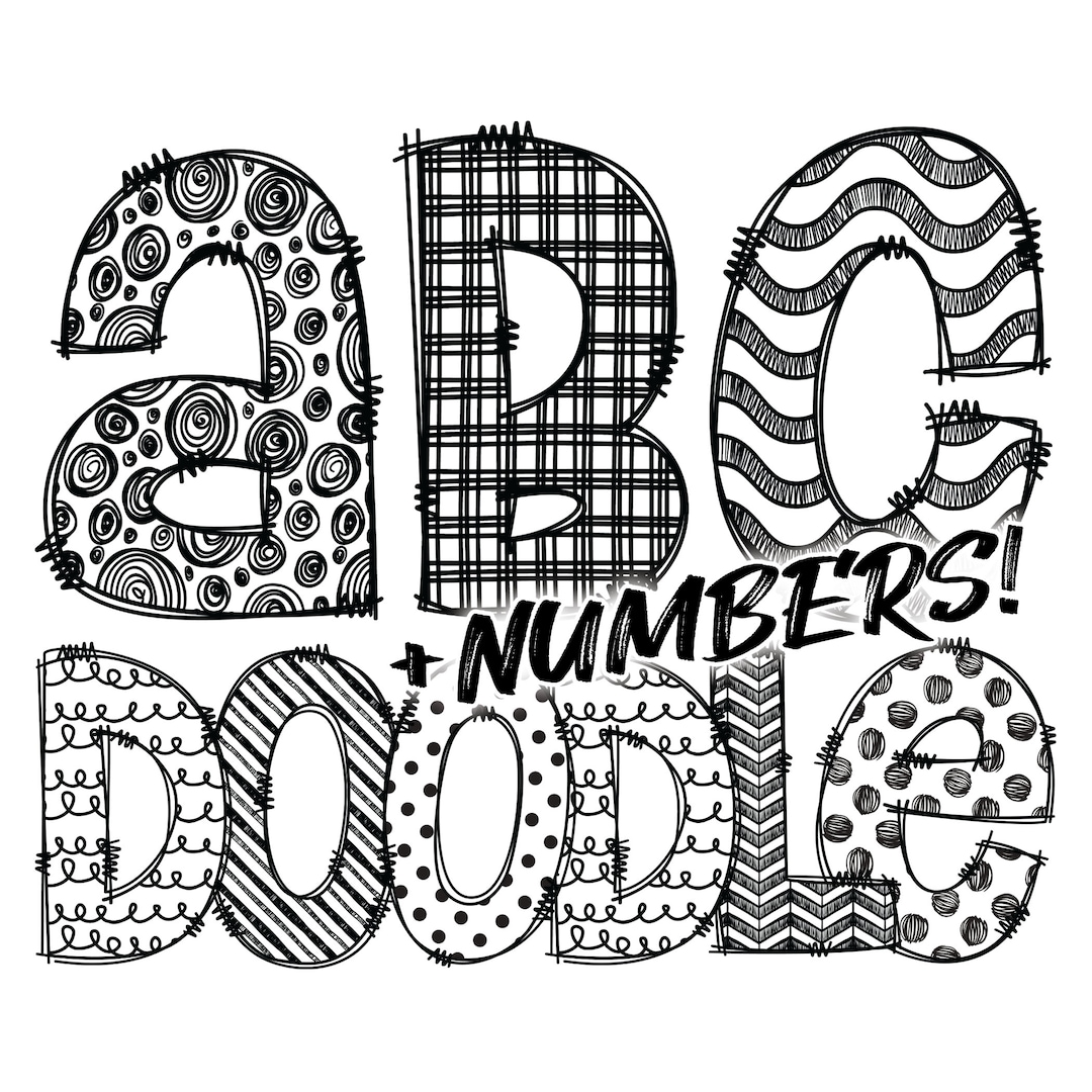 Digital Download | Doodle Hand Drawn Black White Multi Pattern Fill ...