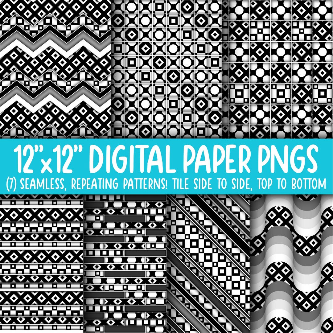 Wallpaper Background - Digital Paper | Seamless | Black, White, Use ...