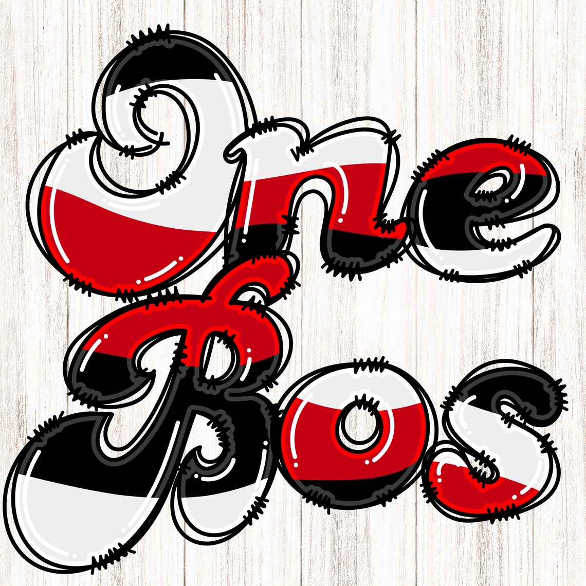 Doodle Retro Alphabet - Cute Wavy Stripes, Red Black White Pattern Fill ...