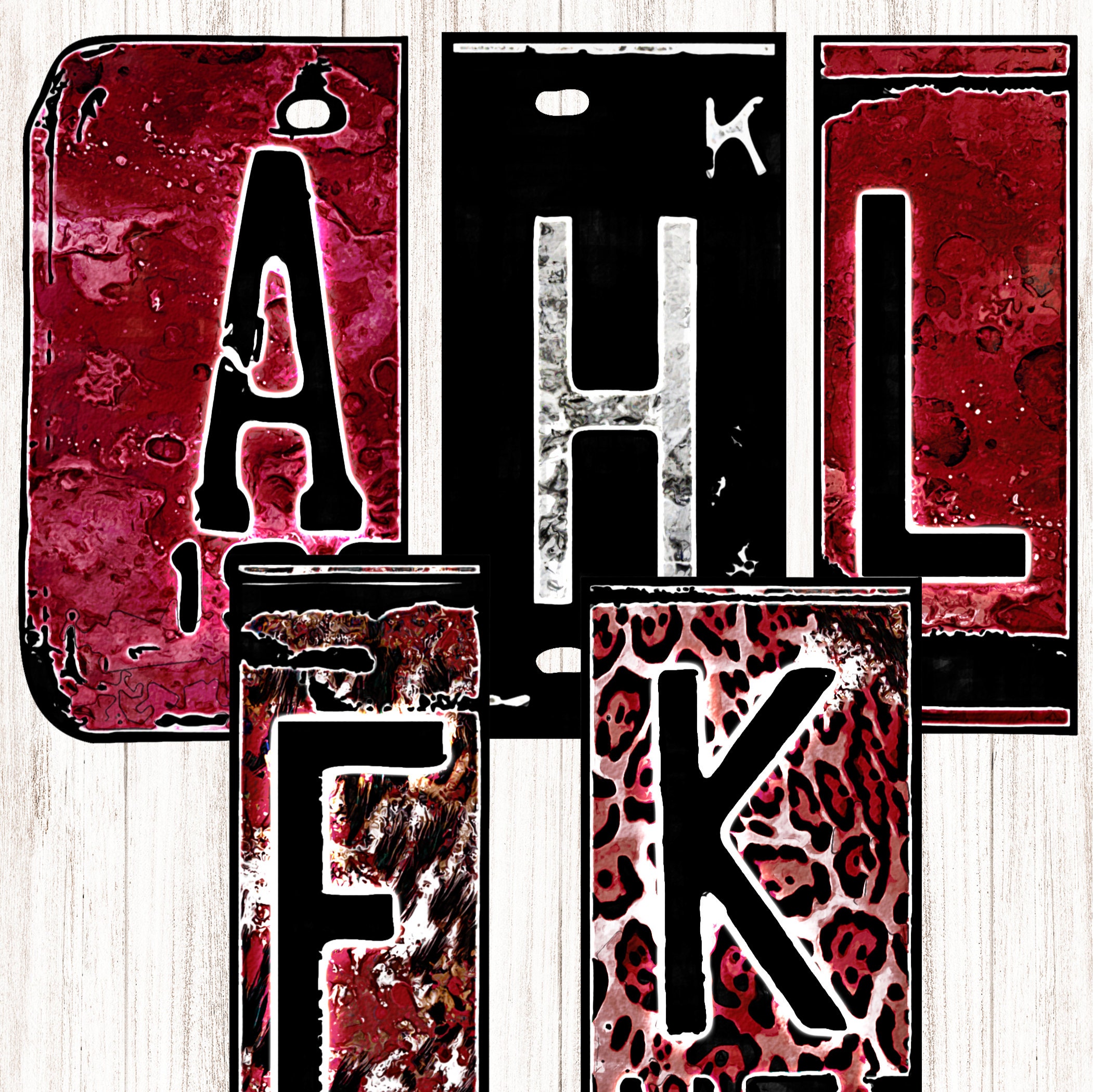 Maroon License Plate Alphabet Mix Match Letters Grunge & - Etsy