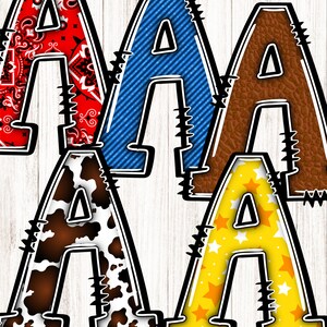 Cowboy Farm Alphabet Bundle, 10 Pack Doodle Alphabet With Bandana ...