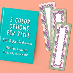 Digital Bookmarks (printable), Clipart Bundle Set of 12 | Lined & Blank ...
