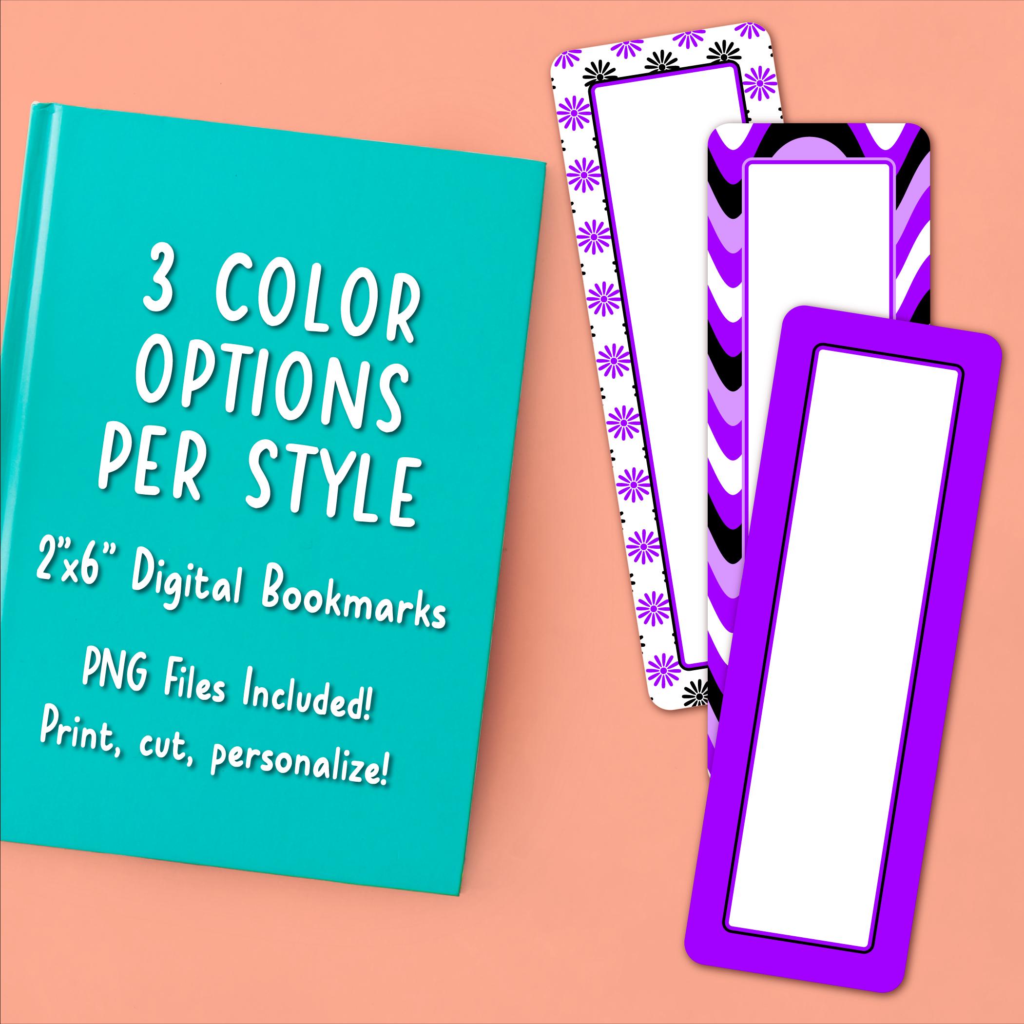 Digital Bookmarks (printable), Clipart Bundle Set of 12 | Lined & Blank ...