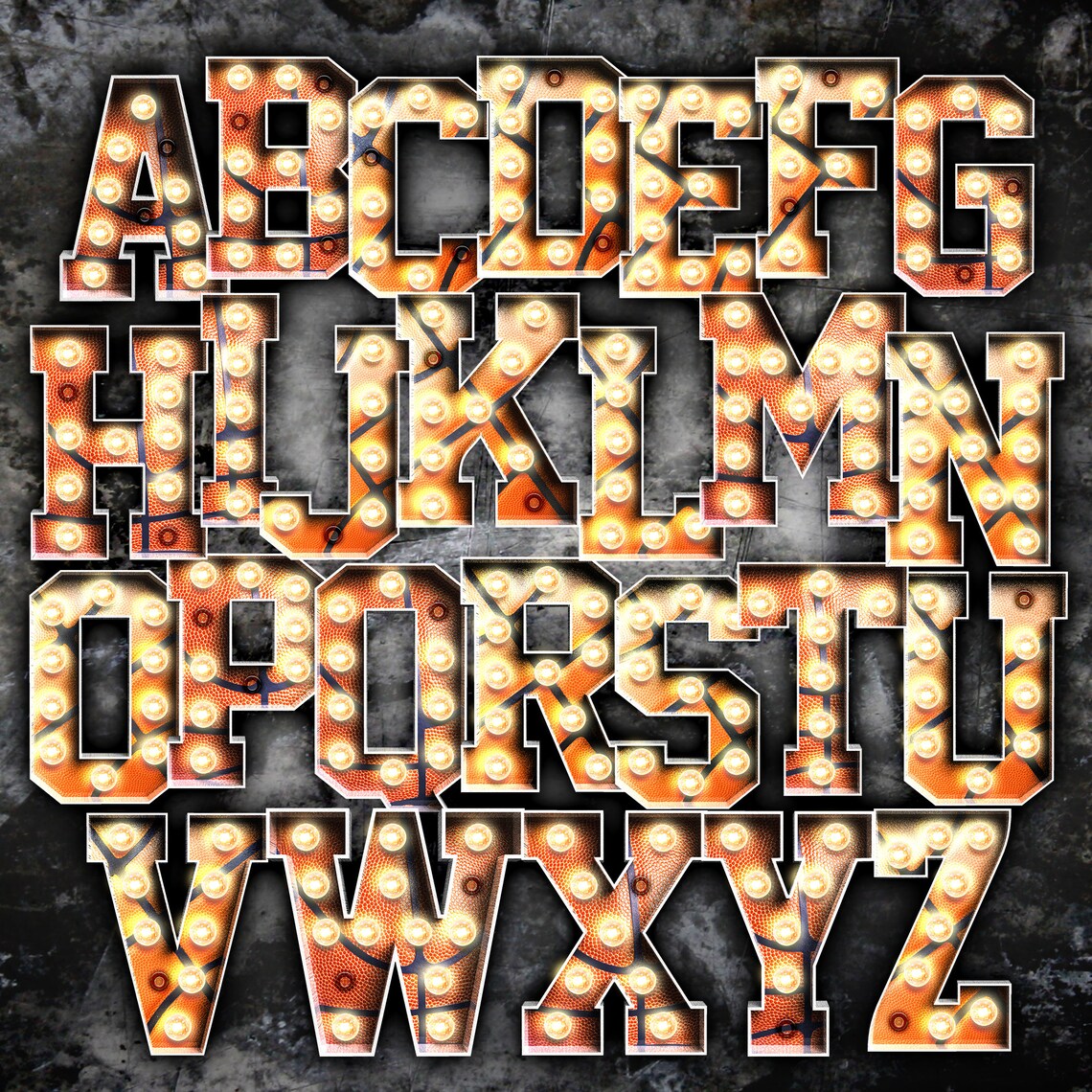 Digital Download Basketball Pattern Marquee Letters & | Etsy