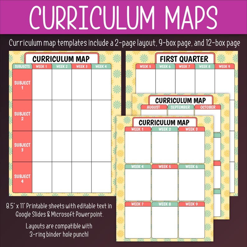 Lesson Plan Sheets & Curriculum Maps (editable) | Floral, Diamond ...