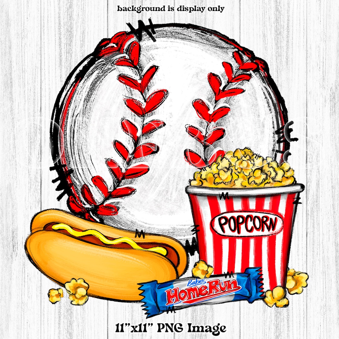 Baseball Snacks PNG, Commercial Use, Doodle Baseball Illustration, DIY ...