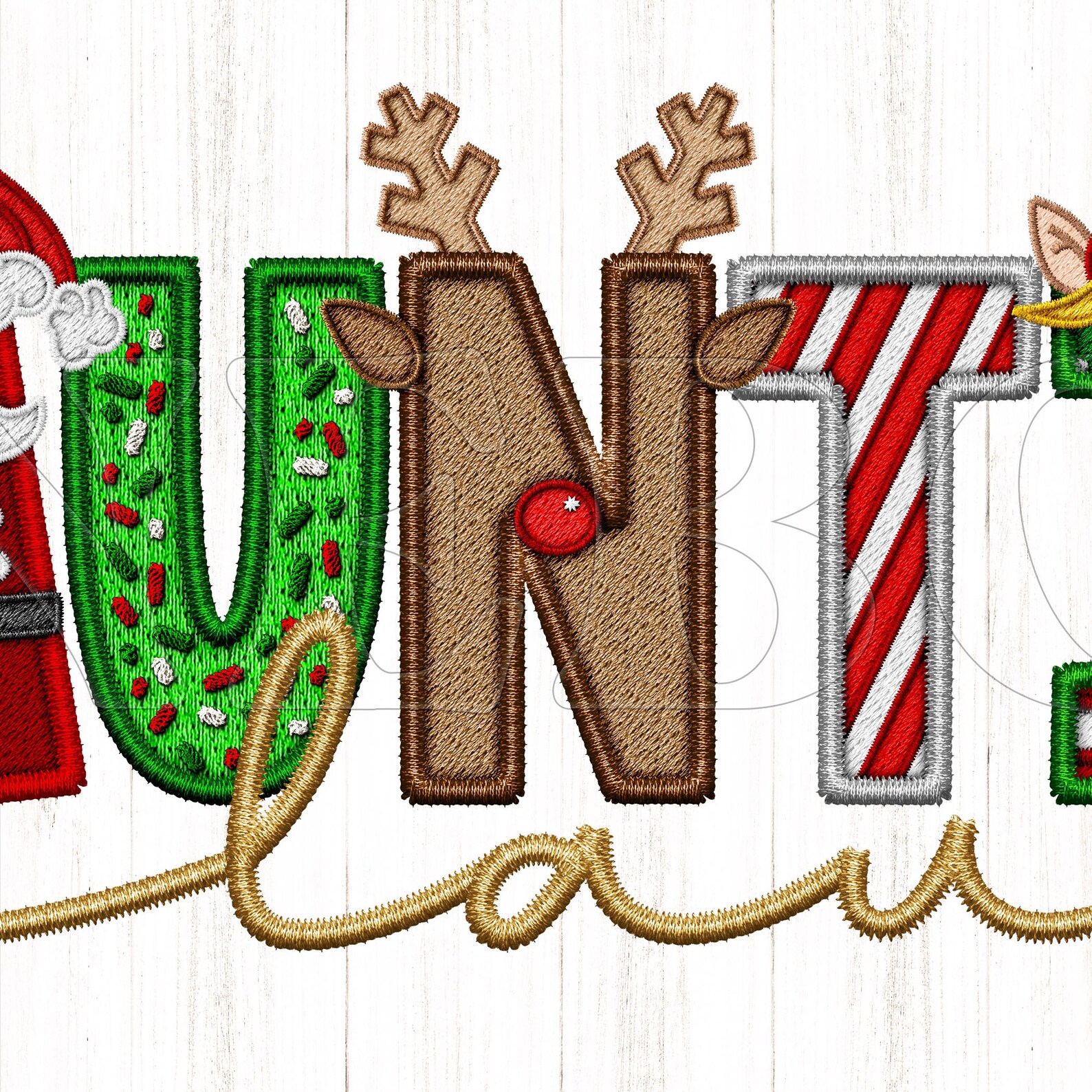 Auntie Claus, Faux Embroidery Christmas PNG, Custom Png, Santa, Cake ...