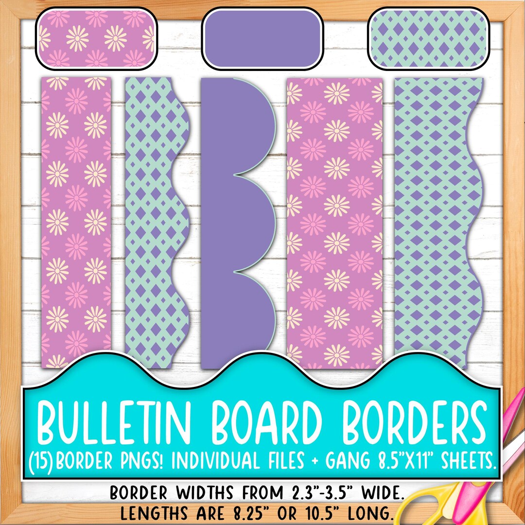 Borders for Bulletin Boards | Print & Cut, Seamless | Floral, Diamond ...