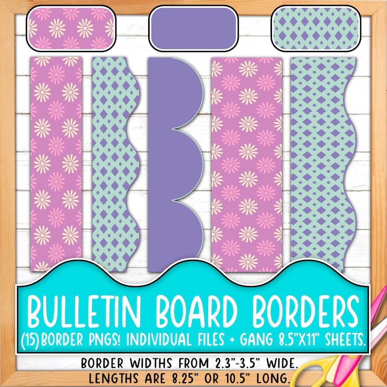 Borders for Bulletin Boards | Print & Cut, Seamless | Floral, Diamond ...