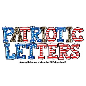 USA Flag Alphabet Letters PNG Bundle, Mix Match Patriotic Doodle ...