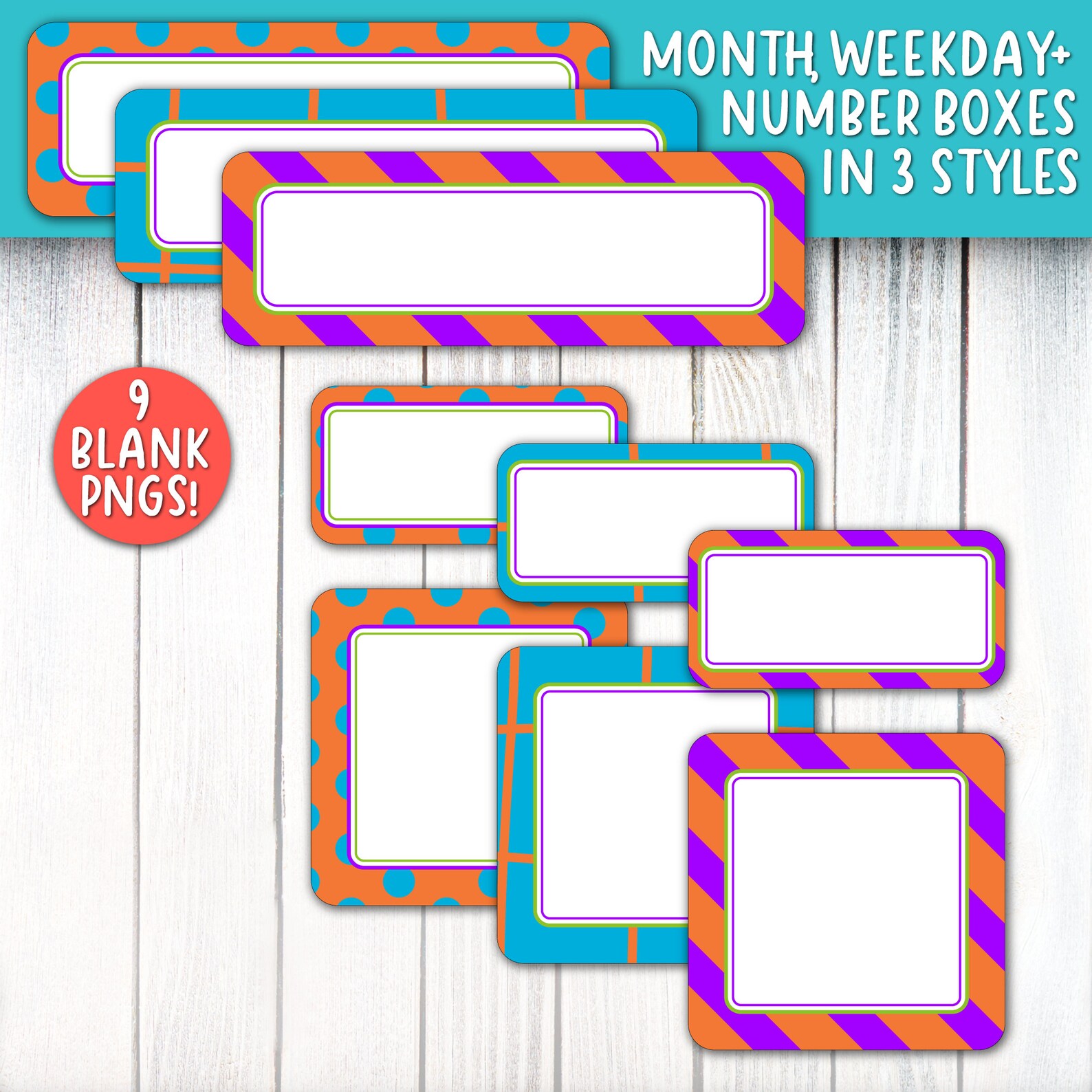 Wall Calendar - Standard - for Teachers | Grid, Stripes, Polka Dots ...