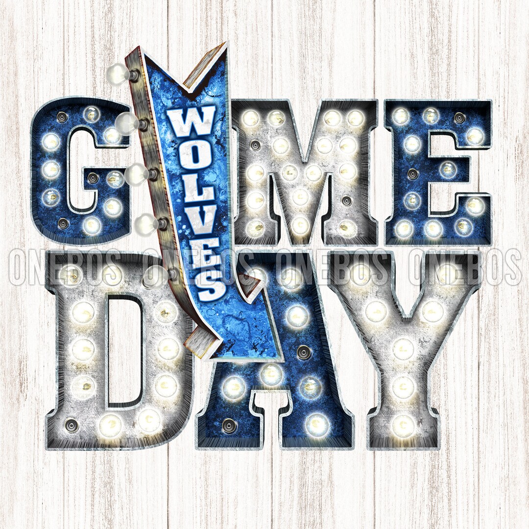 Wolves GAME DAY PNG Navy Blue White Columbia Marquee - Etsy
