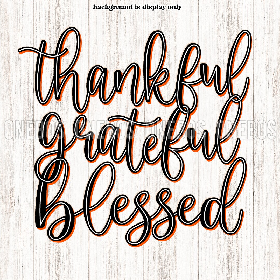 Thankful Grateful Blessed, Clipart for Fall, Thanksgiving, Hand Drawn ...