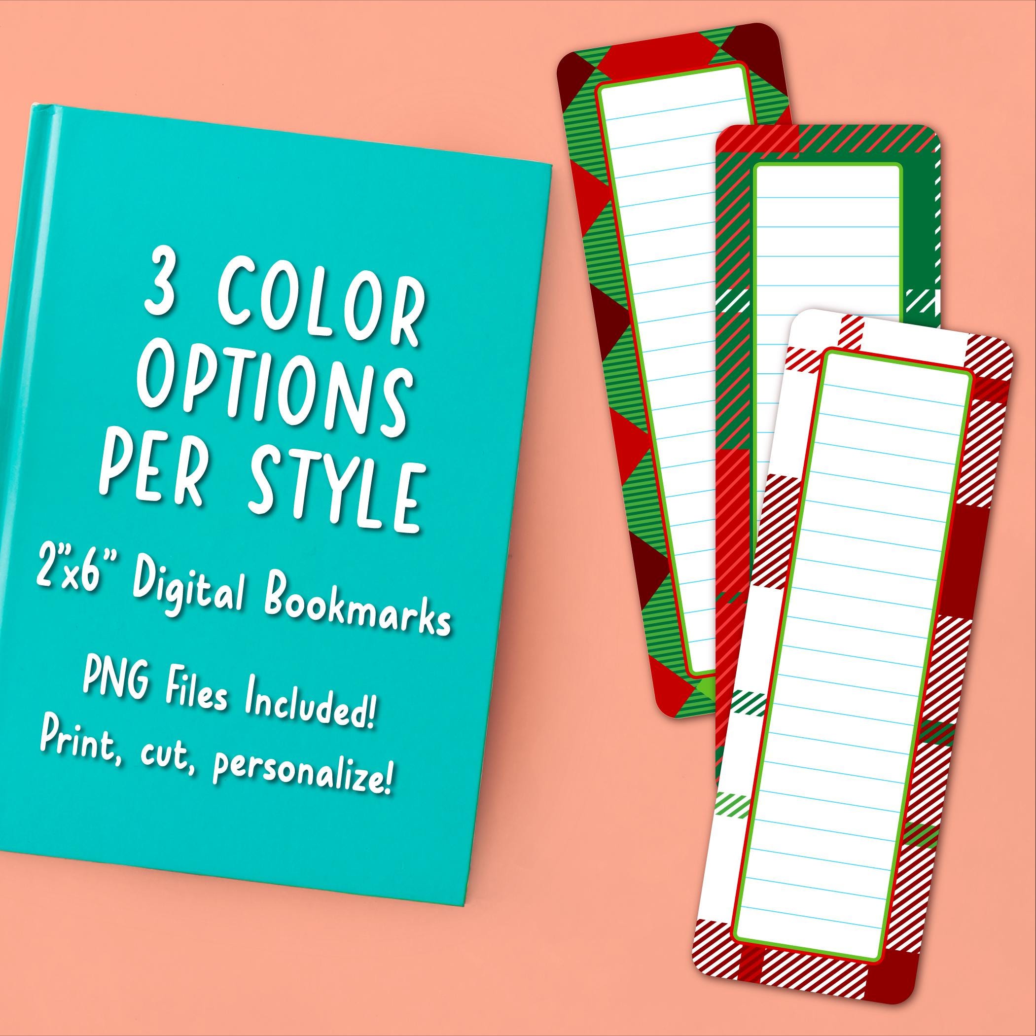 Digital Bookmarks (printable), Clipart Bundle Set of 12 | Lined & Blank ...