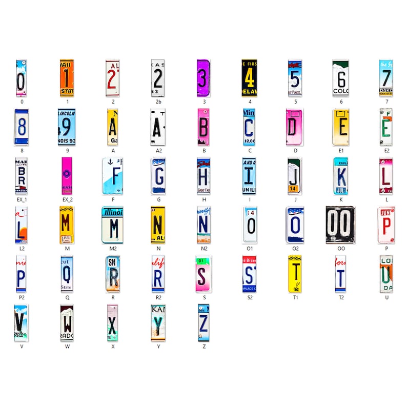 Shabby License Plate Alphabet PNG Digital Download Graphics - Etsy