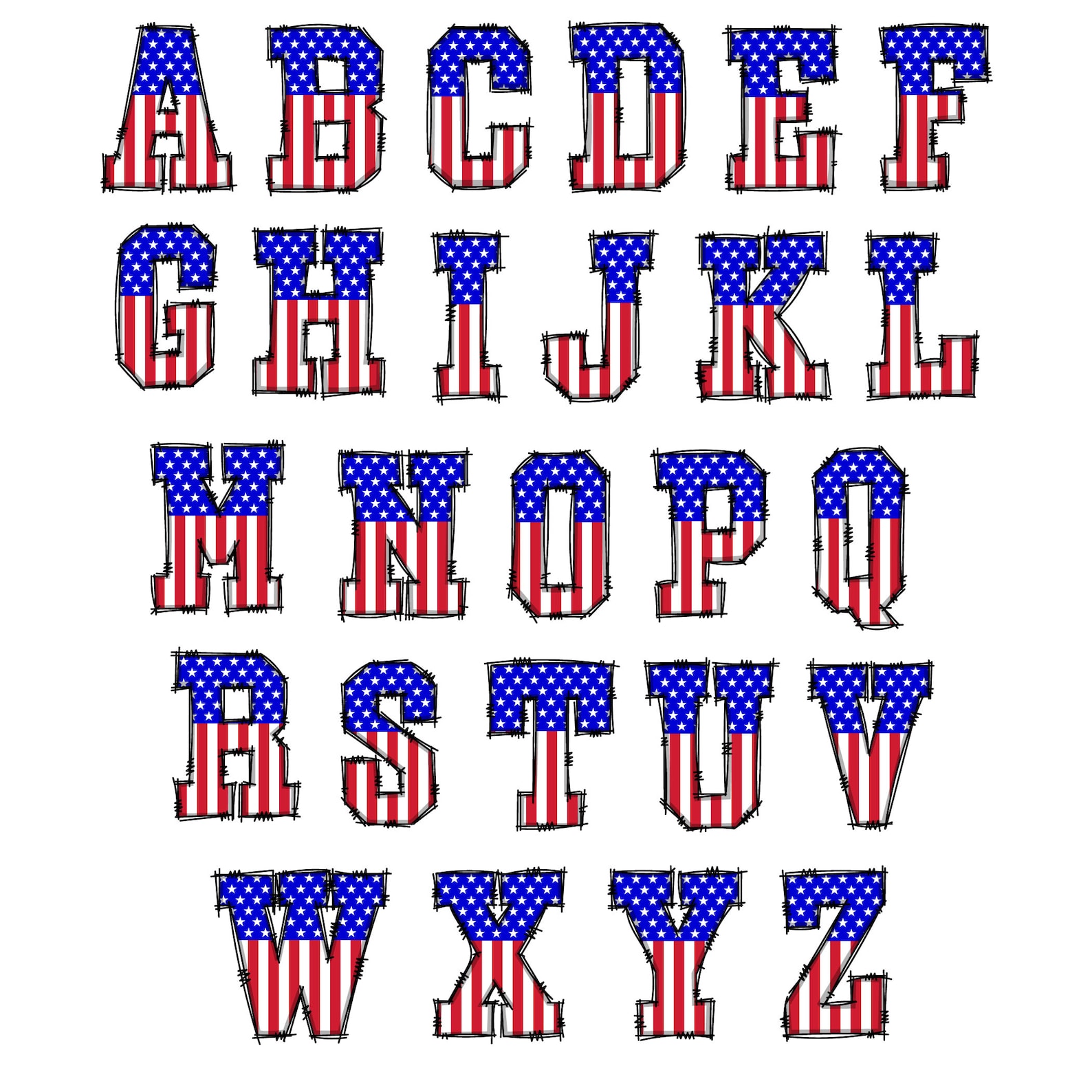 Digital Flag Letters | A PNG Graphic Alphabet & Numbers Bundle With ...