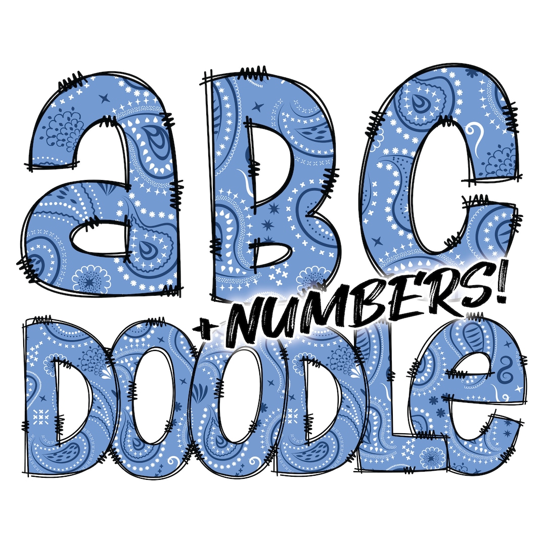 Digital Download Doodle Blue Paisley Bandana Pattern Fill PNG Clipart ...