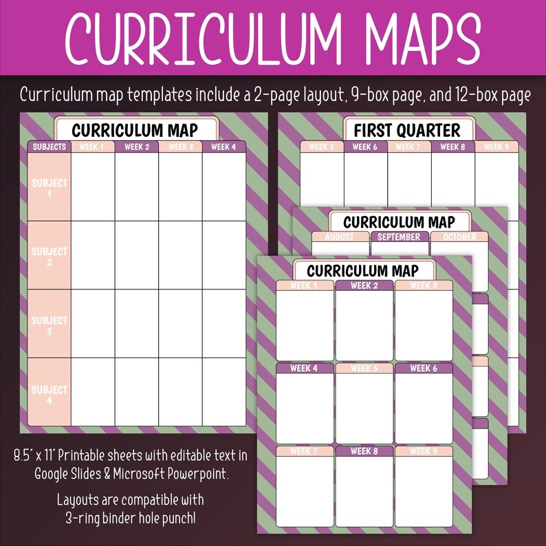 Lesson Plan Sheets & Curriculum Maps (editable) | Grid, Diagonal ...