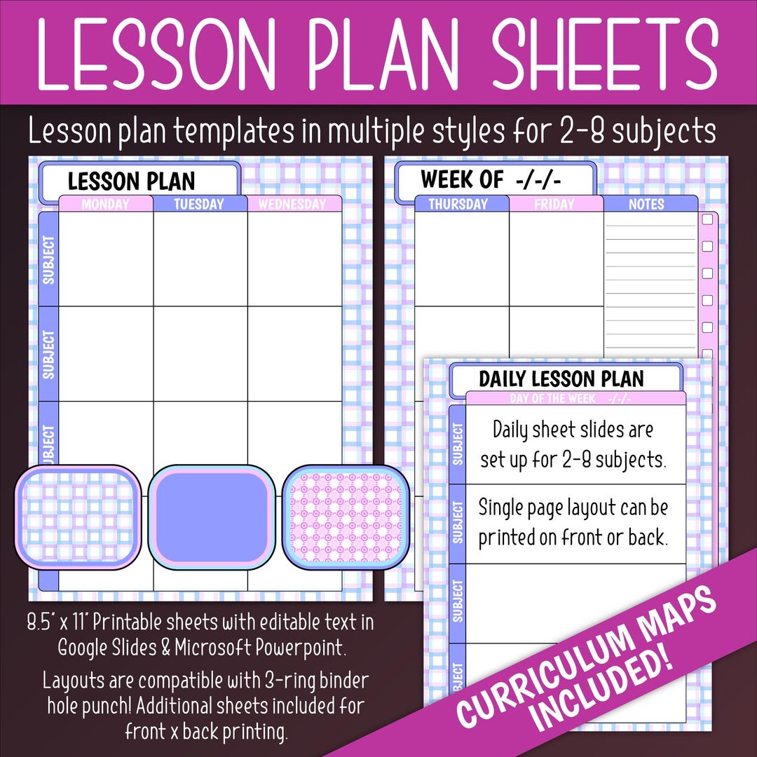 Lesson Plan Sheets & Curriculum Maps (editable) | Woven, Plaid ...