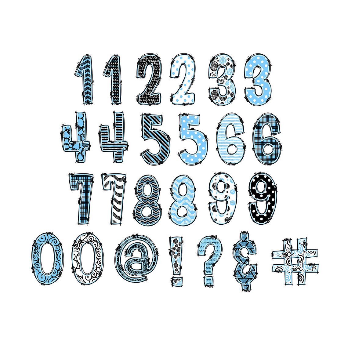 Double Doodle Alphabet Bundle 2 Full Alpha & Number Sets - Etsy